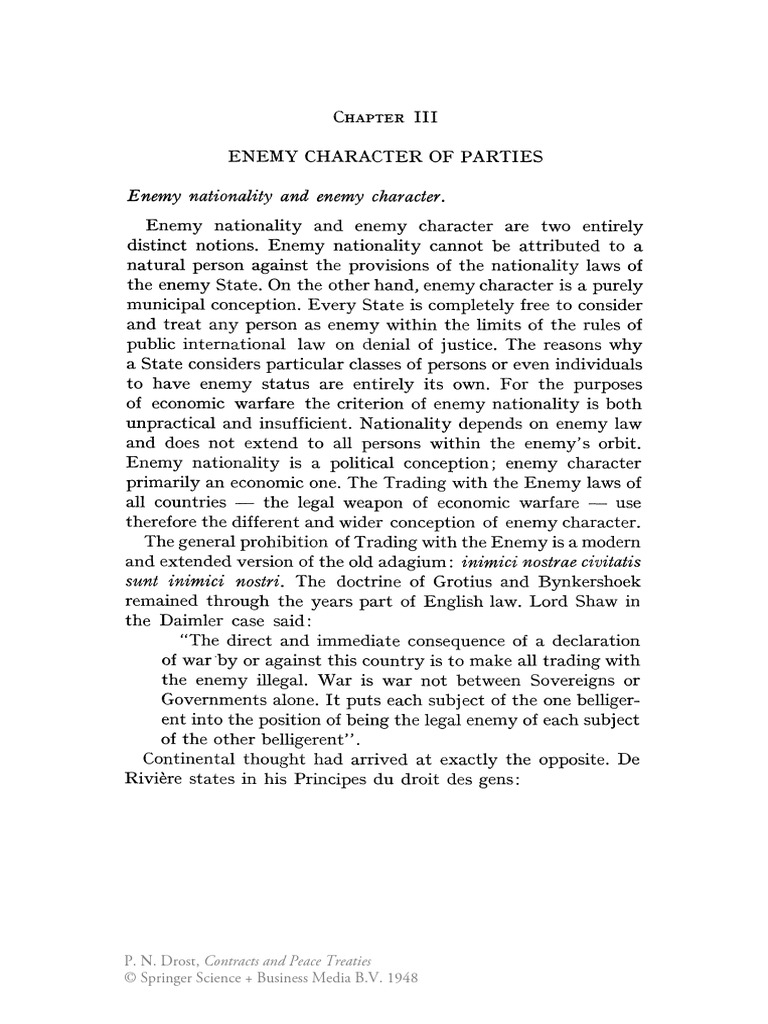 Enemy Nationality and Enemy Character | PDF | International Law ...