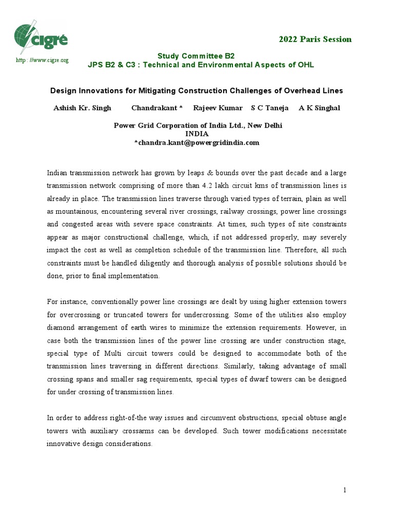 Cigre 2018 - Synopsis - Rev | PDF | Electric Power Transmission ...