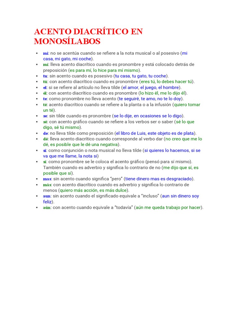 Uso de Acentos Diacríticos | PDF | Artes del Lenguaje y Comunicación