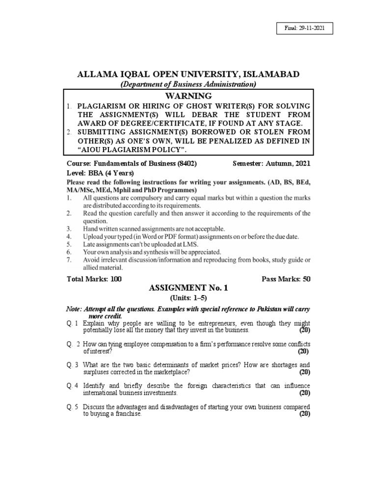 AIOU | PDF | Business | Organizational Structure