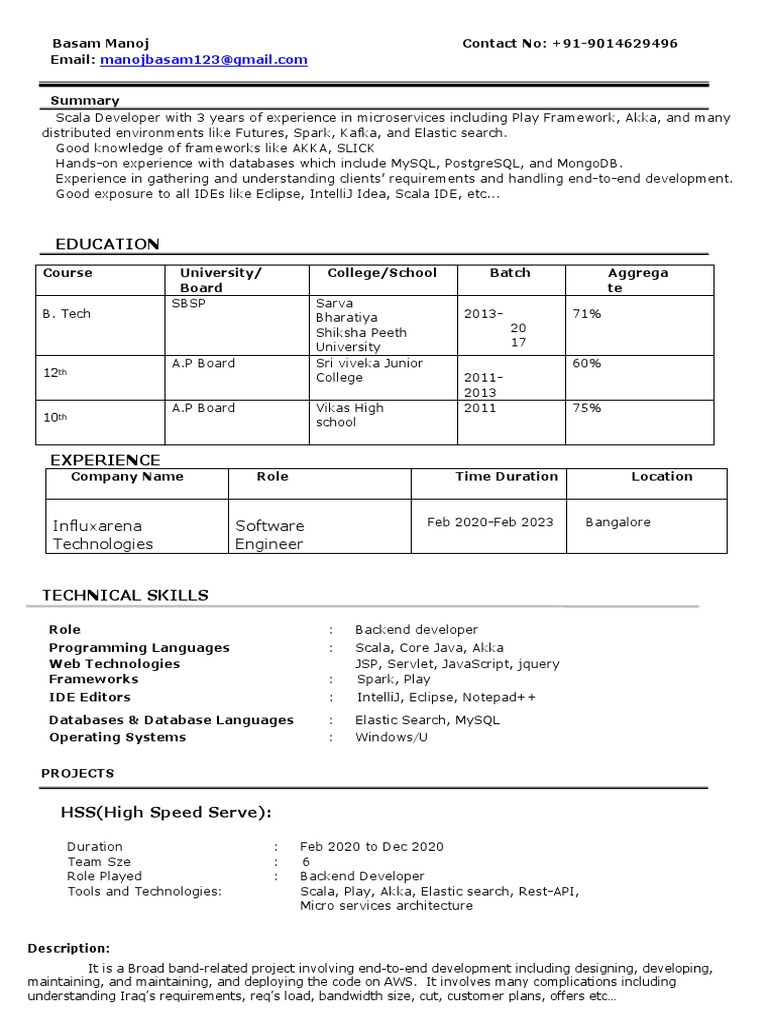 Education: Influxarena Technologies Software Engineer | PDF | Eclipse ...