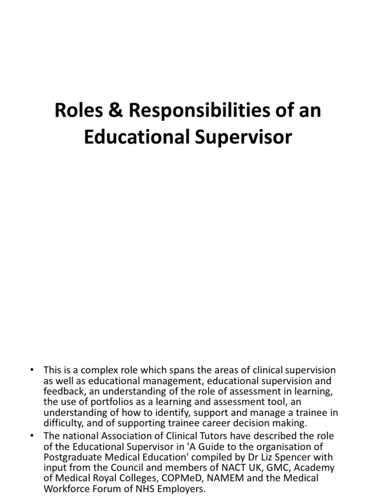 Roles & Responsibilities of An Educational Supervisor | PDF | Teachers ...