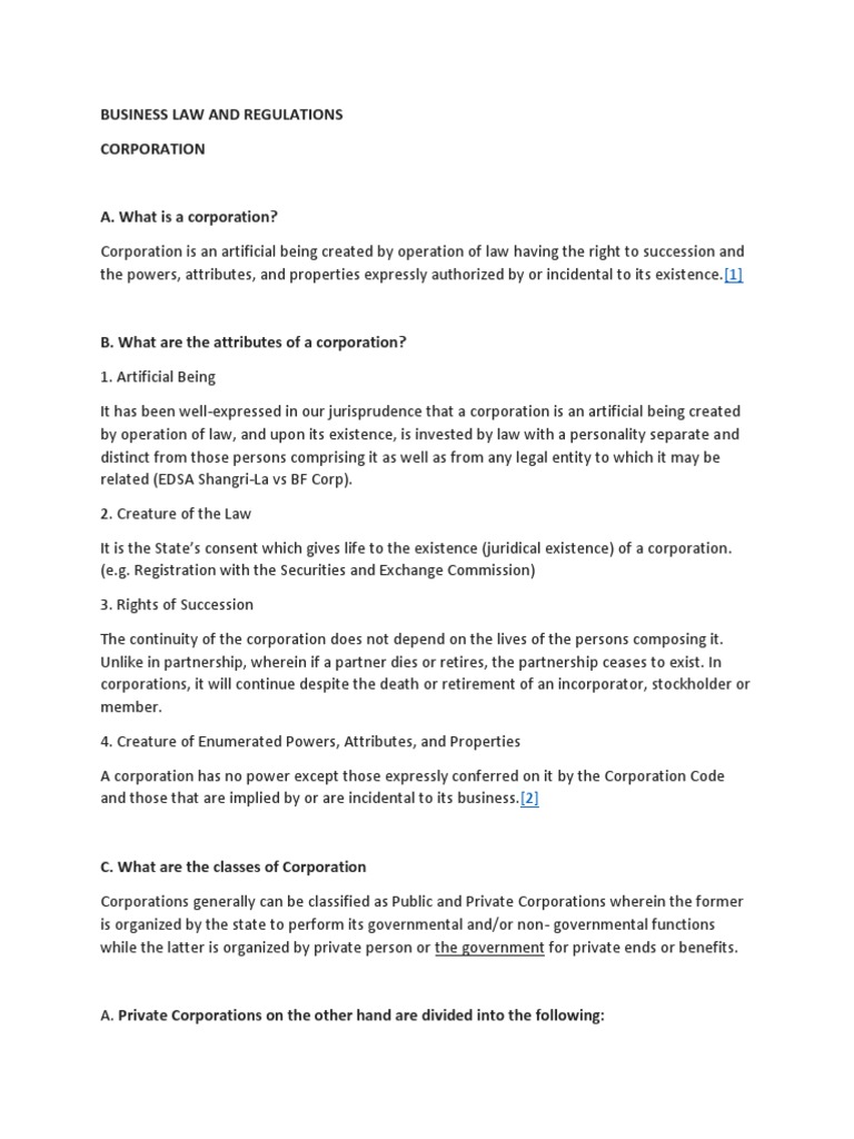 Business Law and Regulations - Corporation | PDF | Corporations | Stocks