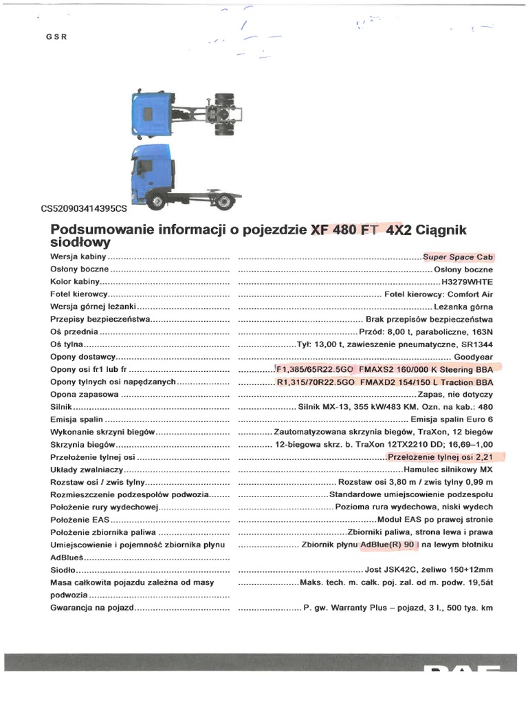 Specyfikacja Daf | PDF