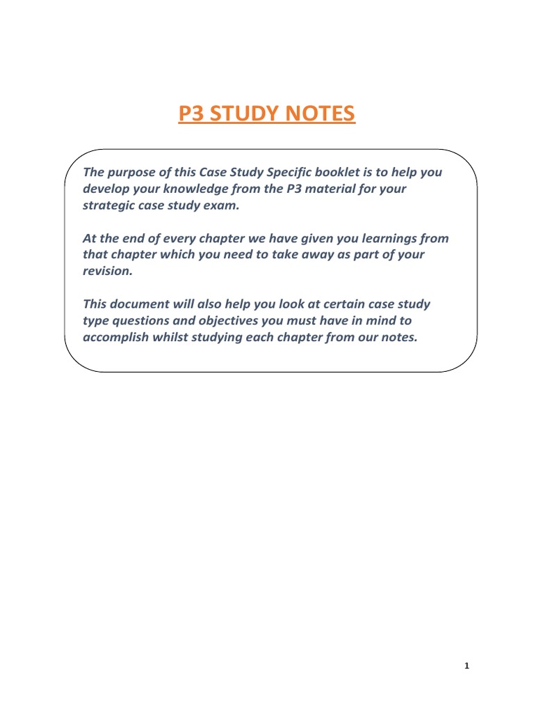 Full P3 Case Study Booklet | PDF | Risk | Strategic Management