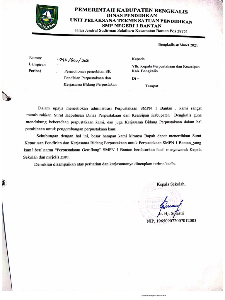 Contoh Surat Permohonan Penerbitan SK | PDF