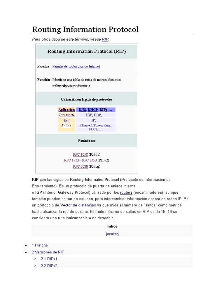 Routing Information Protocol (RIP) | PDF | Electrónica | Red de computadoras