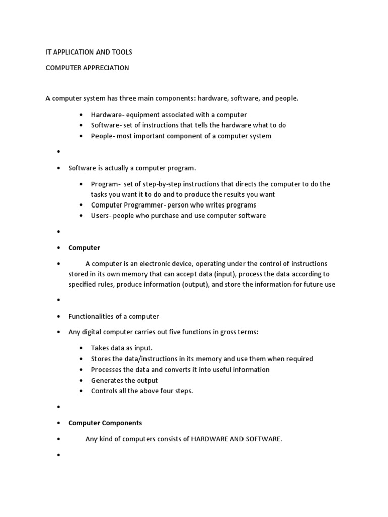IT-APPLICATION-AND-TOOLS_COMPUTER-APPRECIATION | PDF | Computer ...
