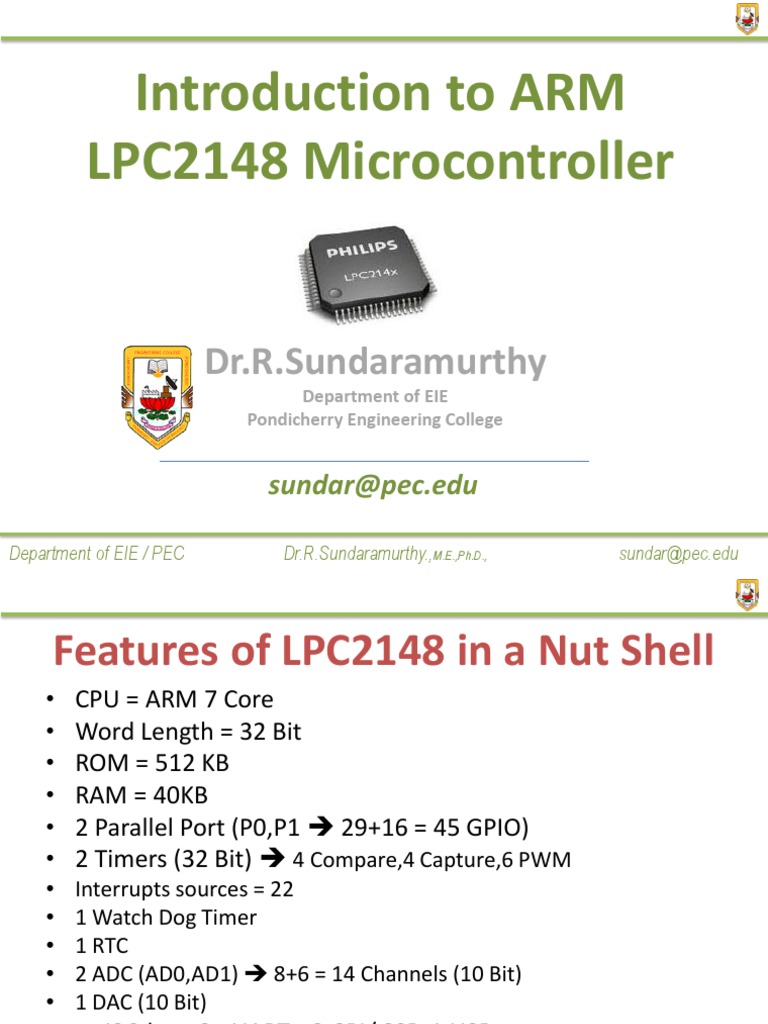 Introduction to ARM LPC2148 Microcontroller Features | PDF | Microcontroller | Classes Of Computers