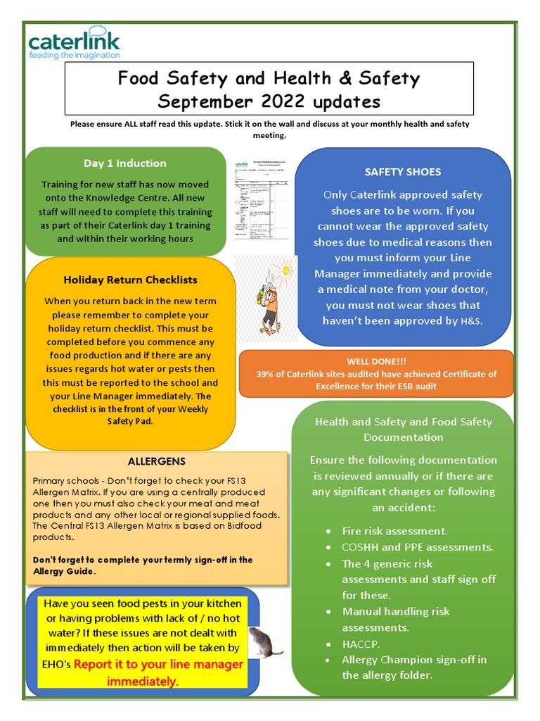 Caterlink Safety and Training Updates | PDF | Food Safety | Safety