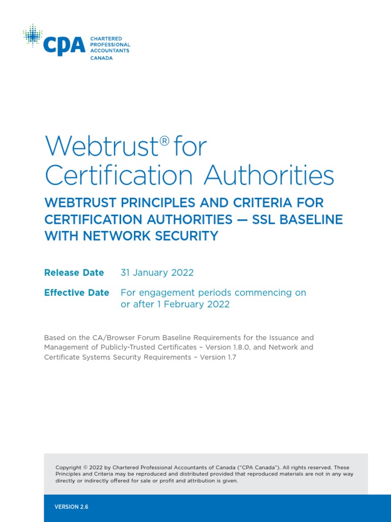 Webtrust For Certification Authorities | PDF | Public Key Certificate ...