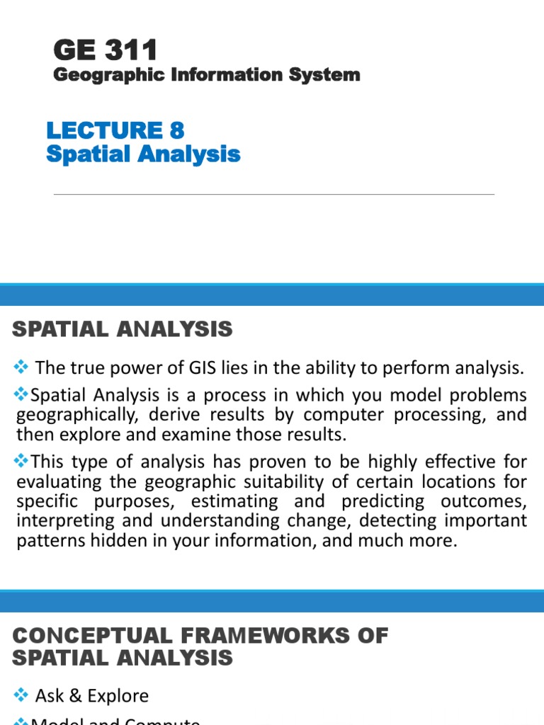 Lecture 8 Pdf Spatial Analysis Geographic Information System