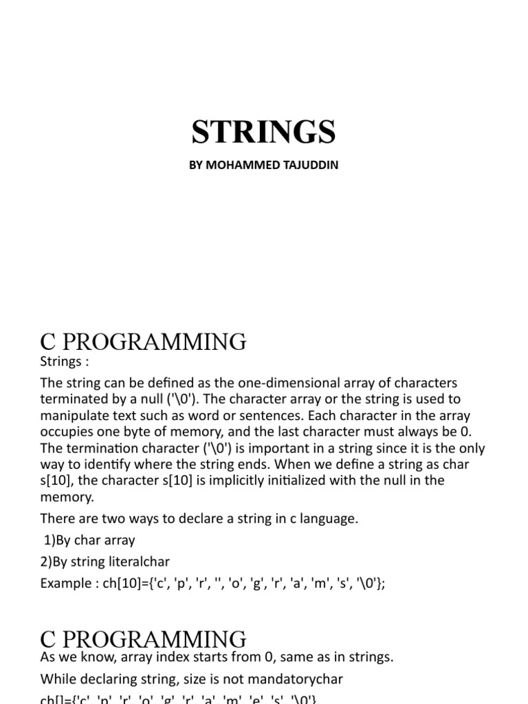 STRINGS | PDF | String (Computer Science) | C (Programming Language)