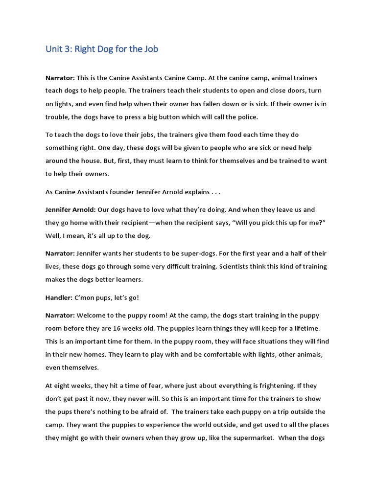 Unit 3 Right Dog For The Job | PDF