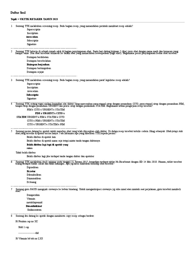 SOAL TO UKTTK RETAKER 2023 Susulan | PDF