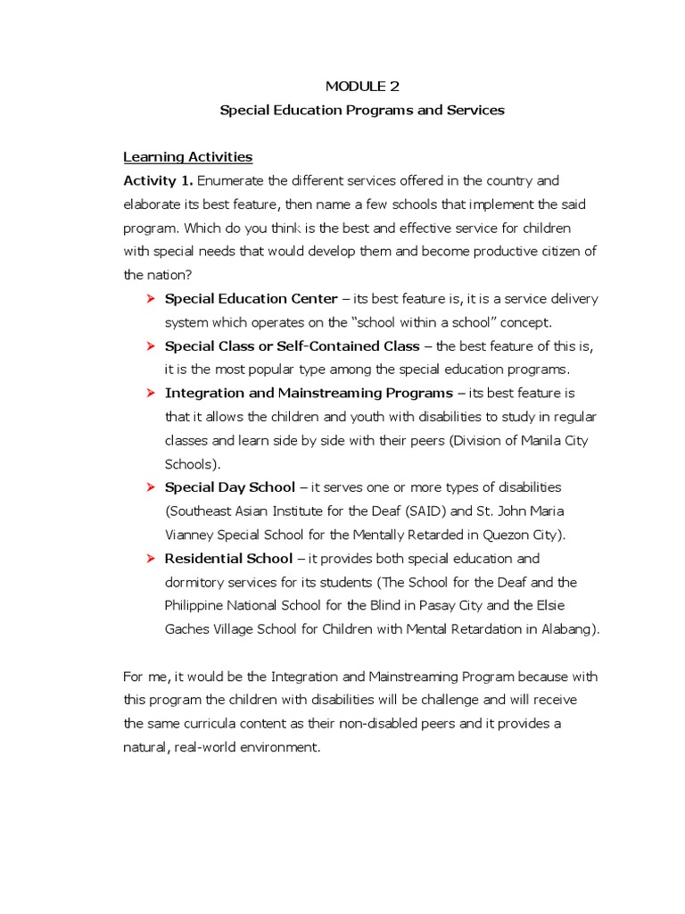 Module 2 | PDF | Special Education | Inclusion (Education)