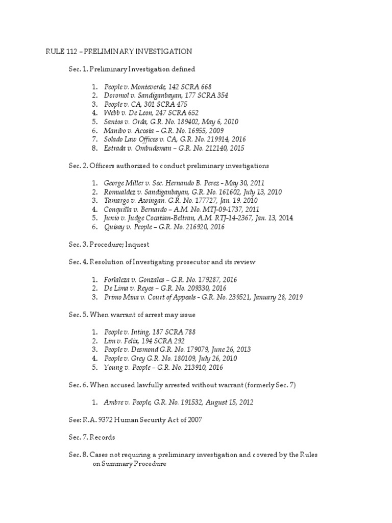 Overview of Rule 112: Preliminary Investigation | PDF