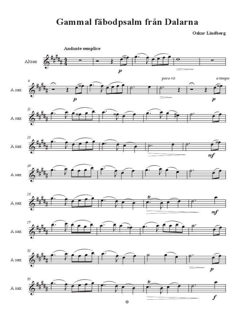 Gammal Fäbodpsalm - Partitur | PDF