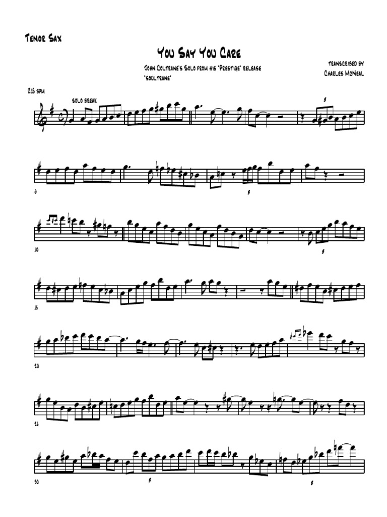 You Say You Care - John Coltrane | PDF