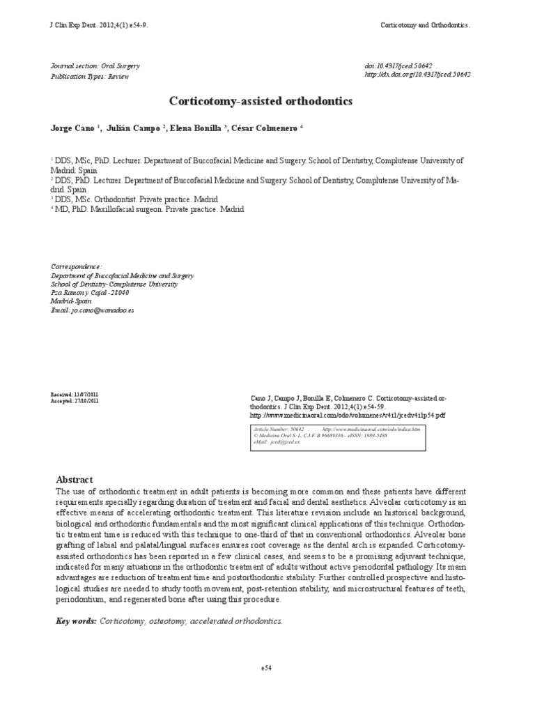 Corticotomy-Assisted Orthodontics | PDF | Orthodontics | Bone