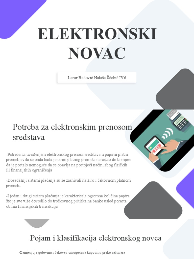 Elektronski Novac: Lazar Radović Nataša Šćekić IV6 | PDF