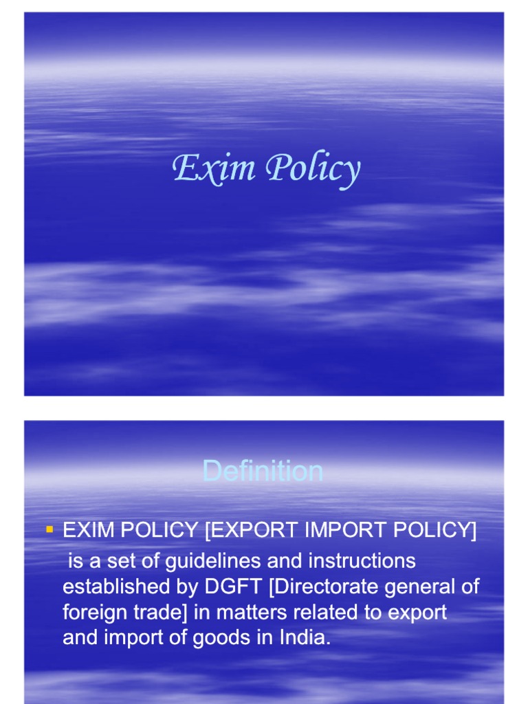 Exim Policy | PDF | Exports | Trade