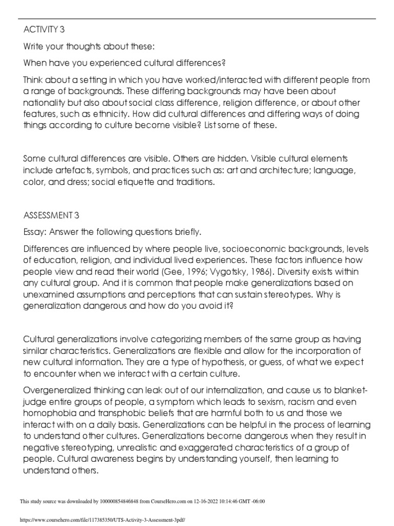 Understanding Cultural Differences | PDF | Stereotypes | Thought