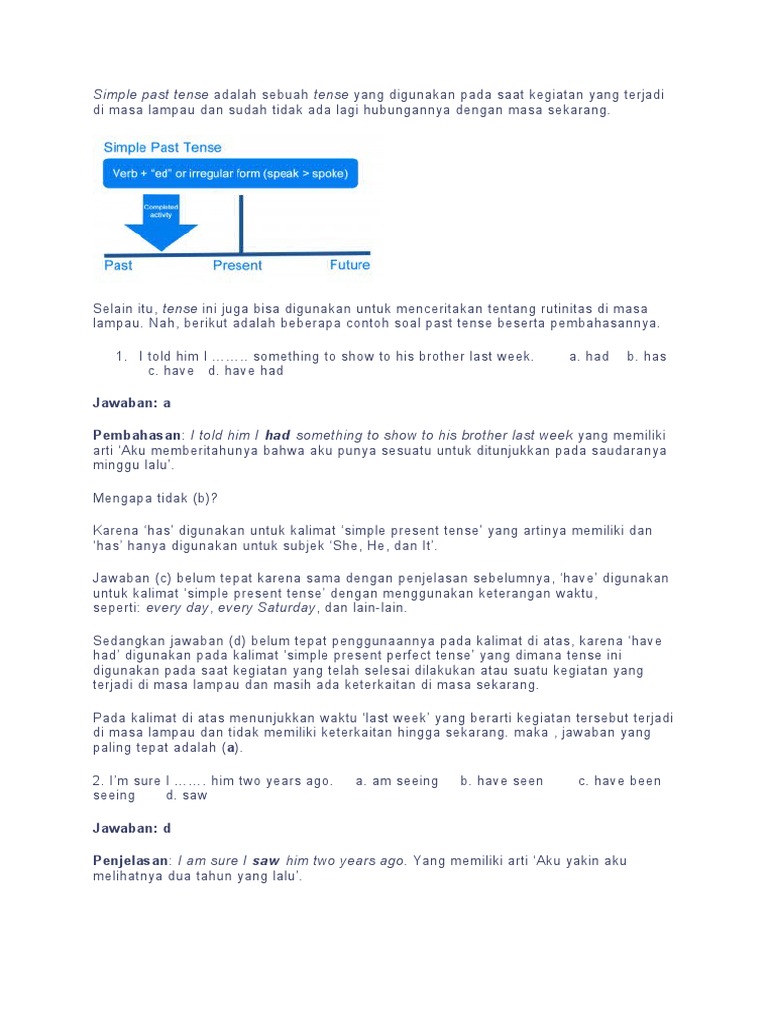 Contoh dan Penjelasan Simple Past Tense | PDF | Seni & Disiplin Bahasa