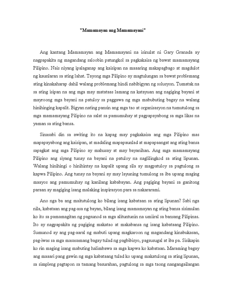 MAMAMAYAN ANG MAMAMAYANI | PDF