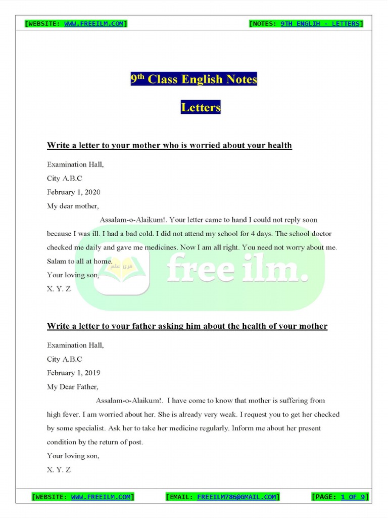 9th Eng Letters | PDF