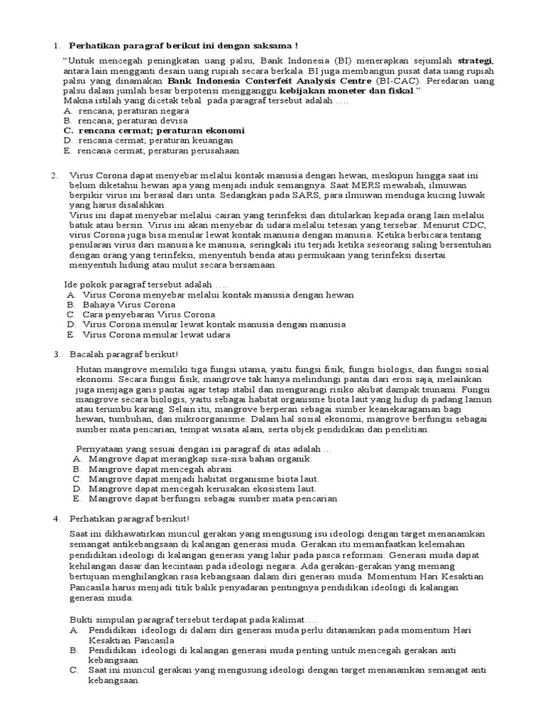 SOAL UN 2020 Iki | PDF