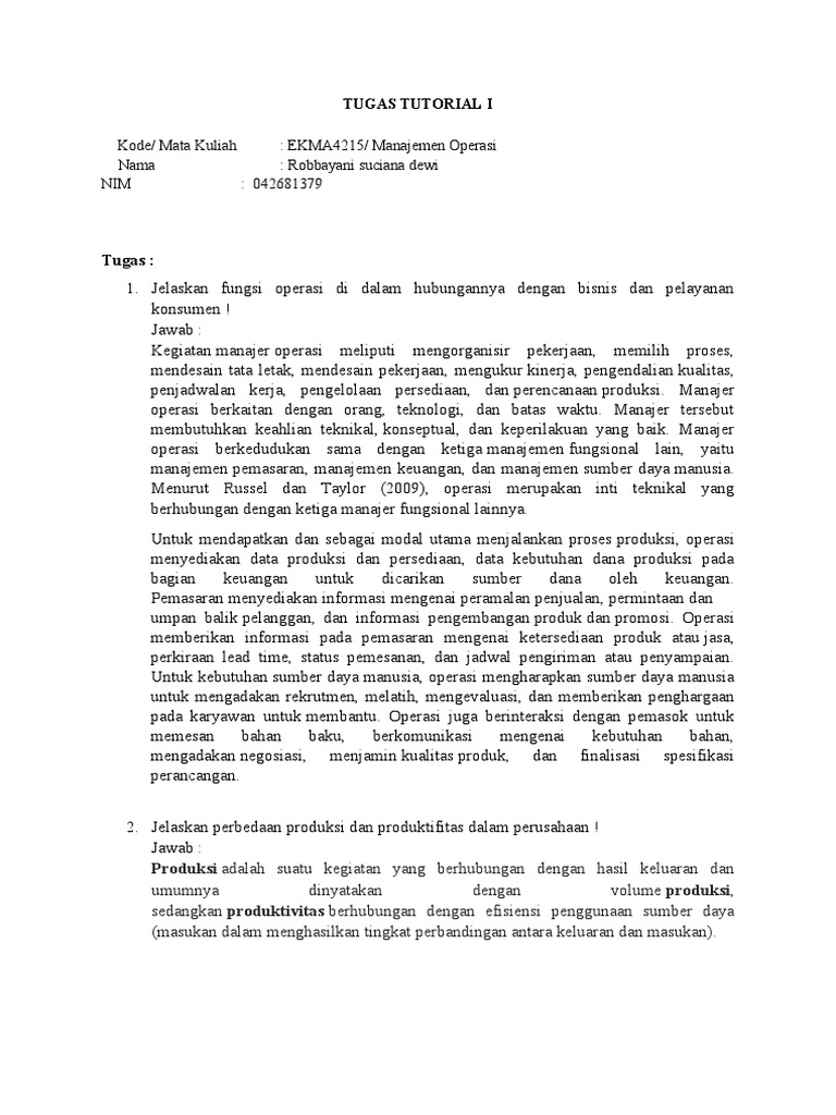 TT1 - Manajemen Operasi | PDF | Seni