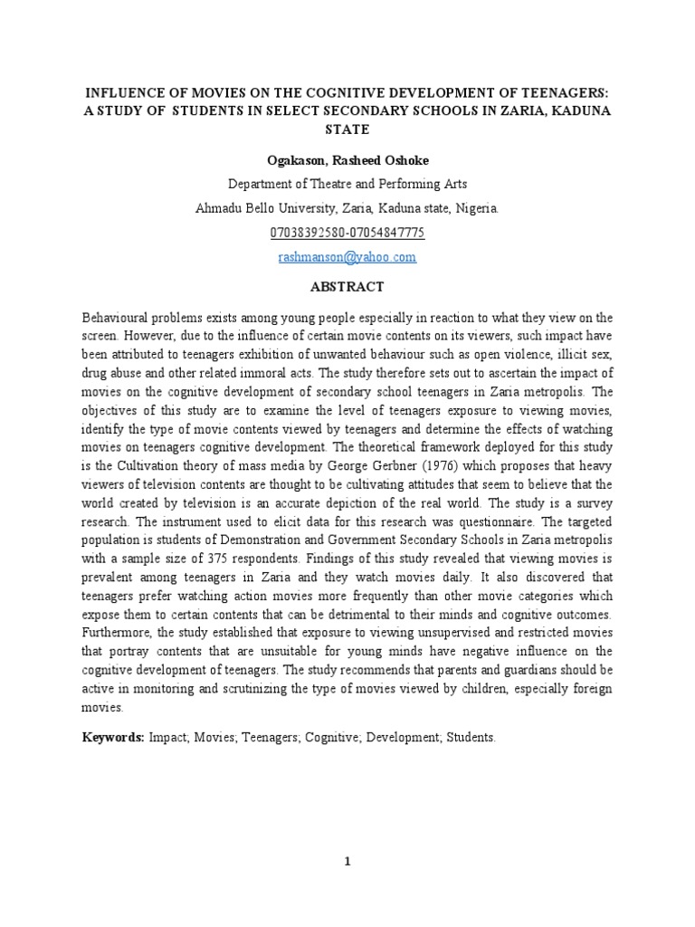 Re-Worked Conference Paper | PDF | Adolescence | Attitude (Psychology)