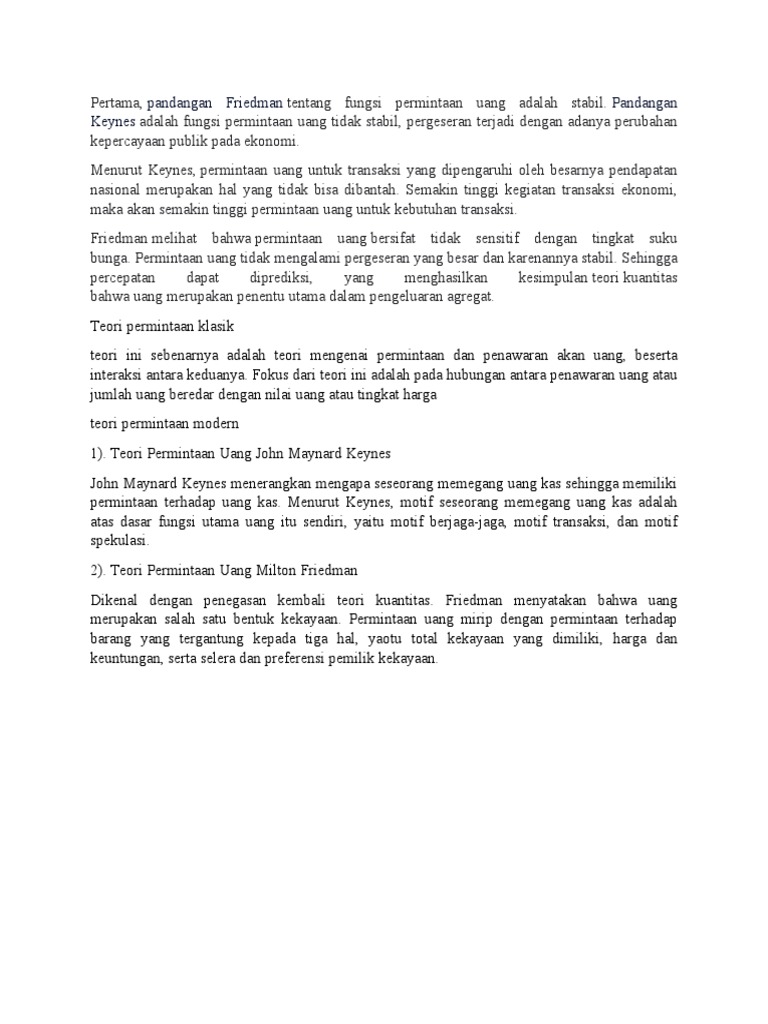 Perbedaan Pandangan Keynes Dan Friedman | PDF