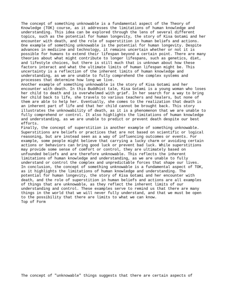 Tok Sample 4 | PDF | Superstitions | Knowledge