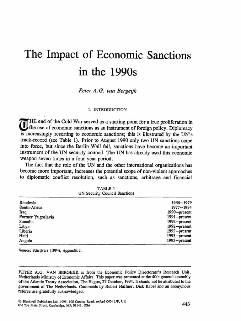 Impact of Economic Sanctions | PDF