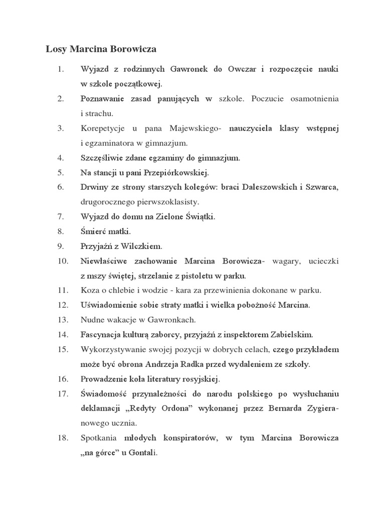 Losy Marcina Borowicza | PDF