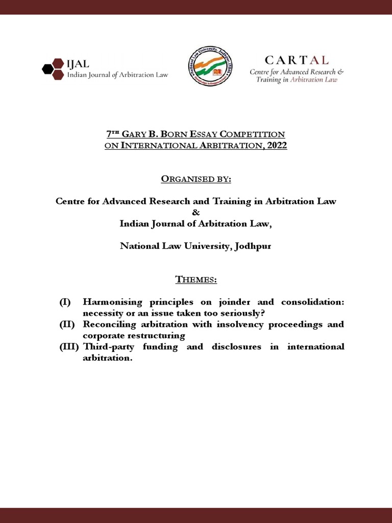 7th Gary Born Essay Competition 1 | PDF | Bankruptcy | Arbitration