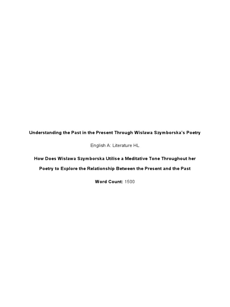 Szymborska's Poetry Explores the Past Through Meditation | PDF | Poetry | Tragedy