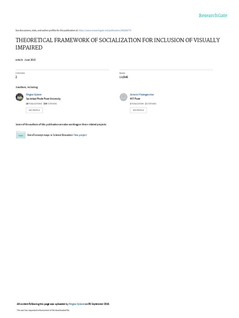 Theoretical Framework for Socialization and Inclusion of Visually ...