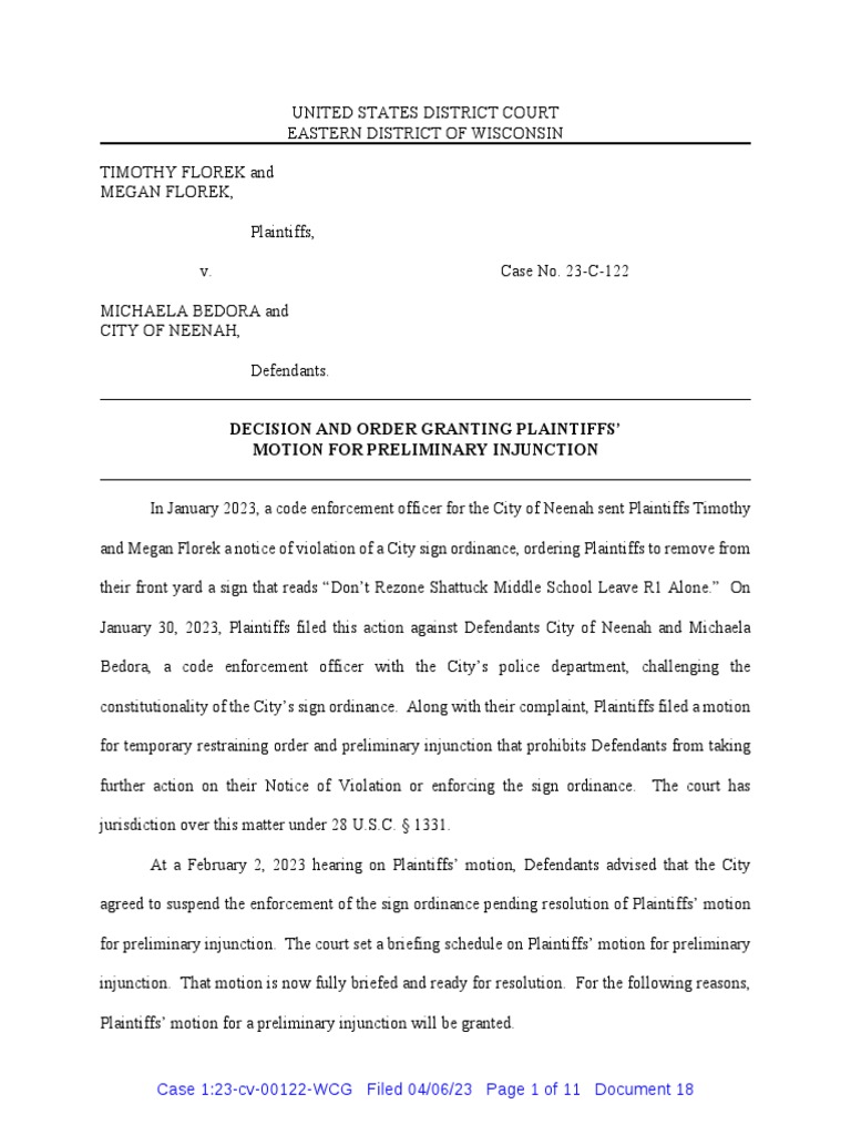 18 2023-04-06 Order Granting Motion For Preliminary Injunction | PDF ...