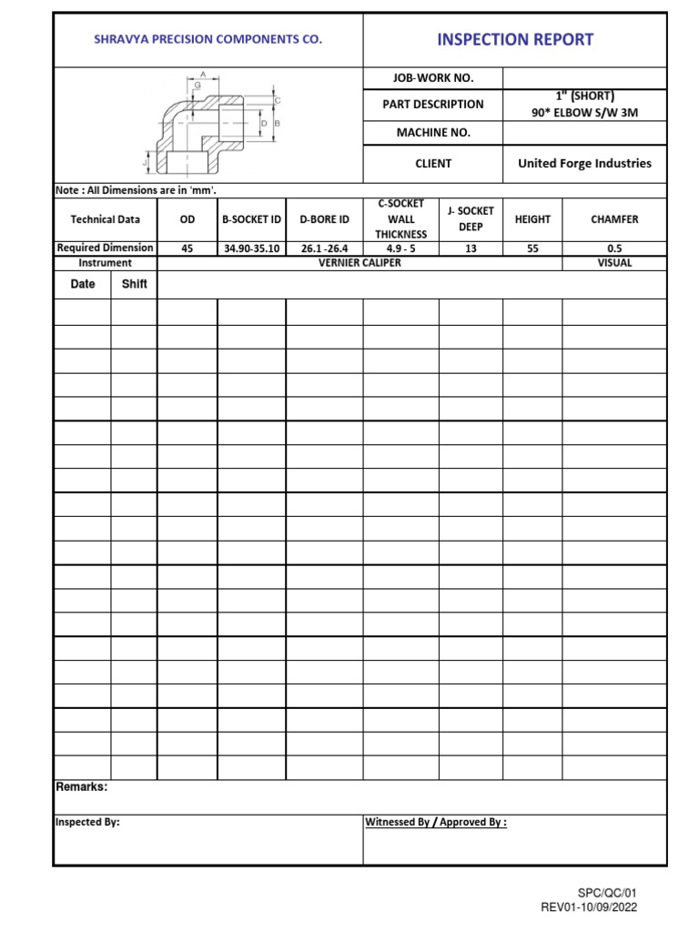 Precision component inspection report | PDF