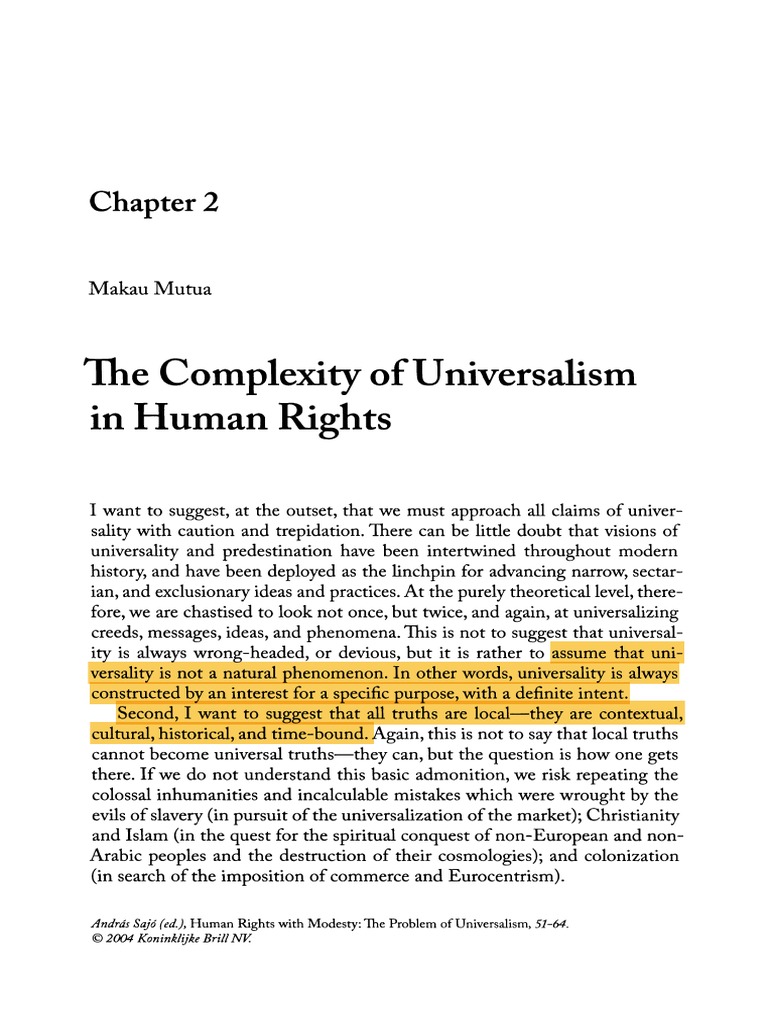 The Complexity of Universalism in Human Rights: Makaumutua | PDF ...