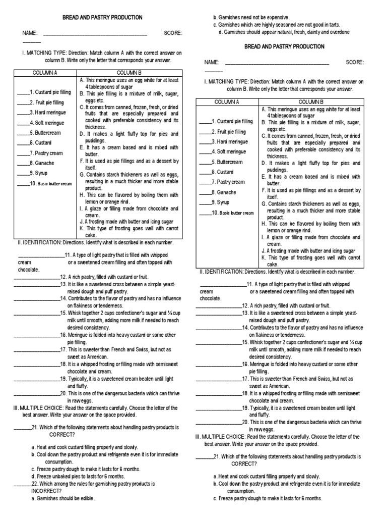 Summative 1-BPP | PDF | Custard | Food And Drink Preparation