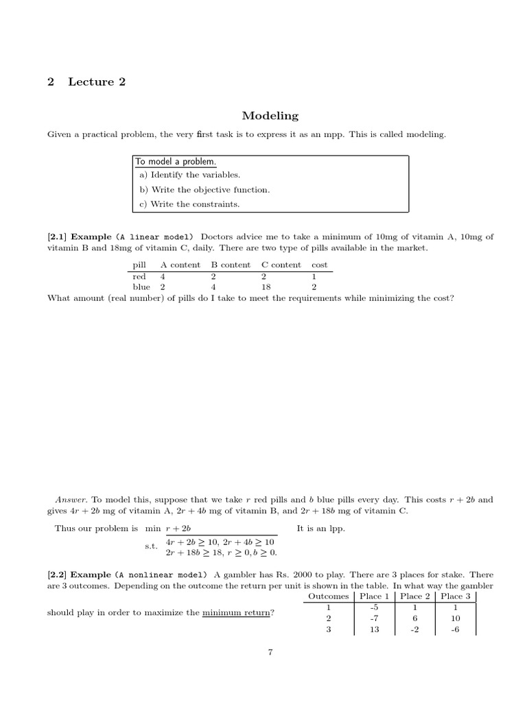 2 Modeling | PDF | Maxima And Minima | Inequality (Mathematics)