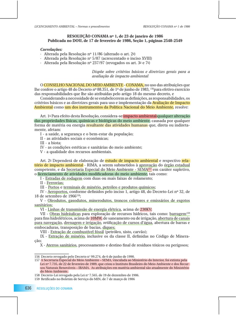 CONAMA - Resolução Nº 1 - 86 | PDF