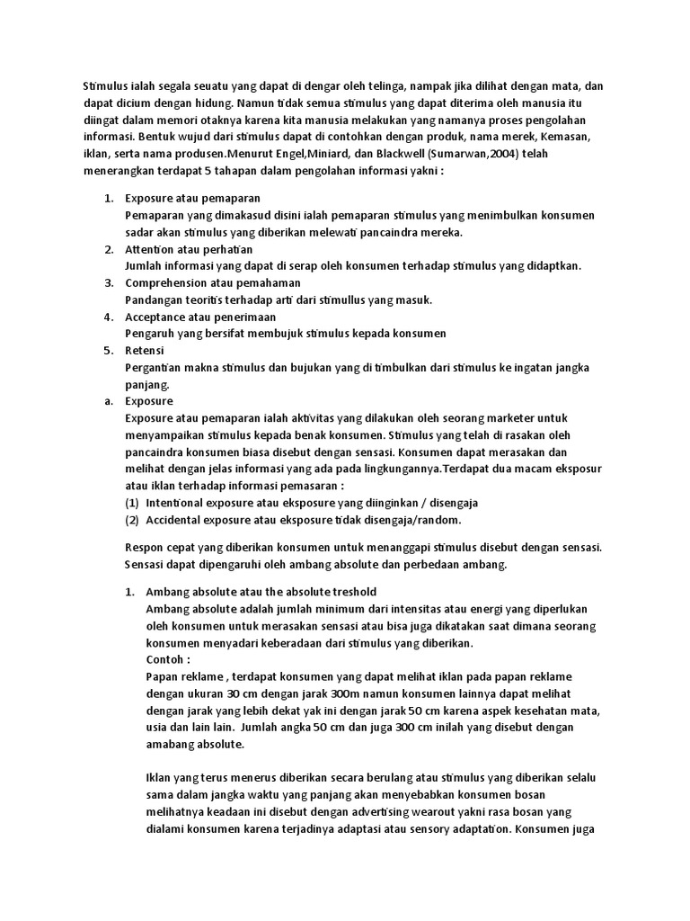 Tahapan Pengolahan Informasi Konsumen | PDF | Karier & Perkembangan ...
