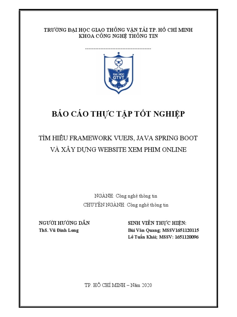 Tìm Hiểu FRAMEWORK VUEJS, JAVA SPRING Và Xây Dựng Website Xem Phim Online | PDF