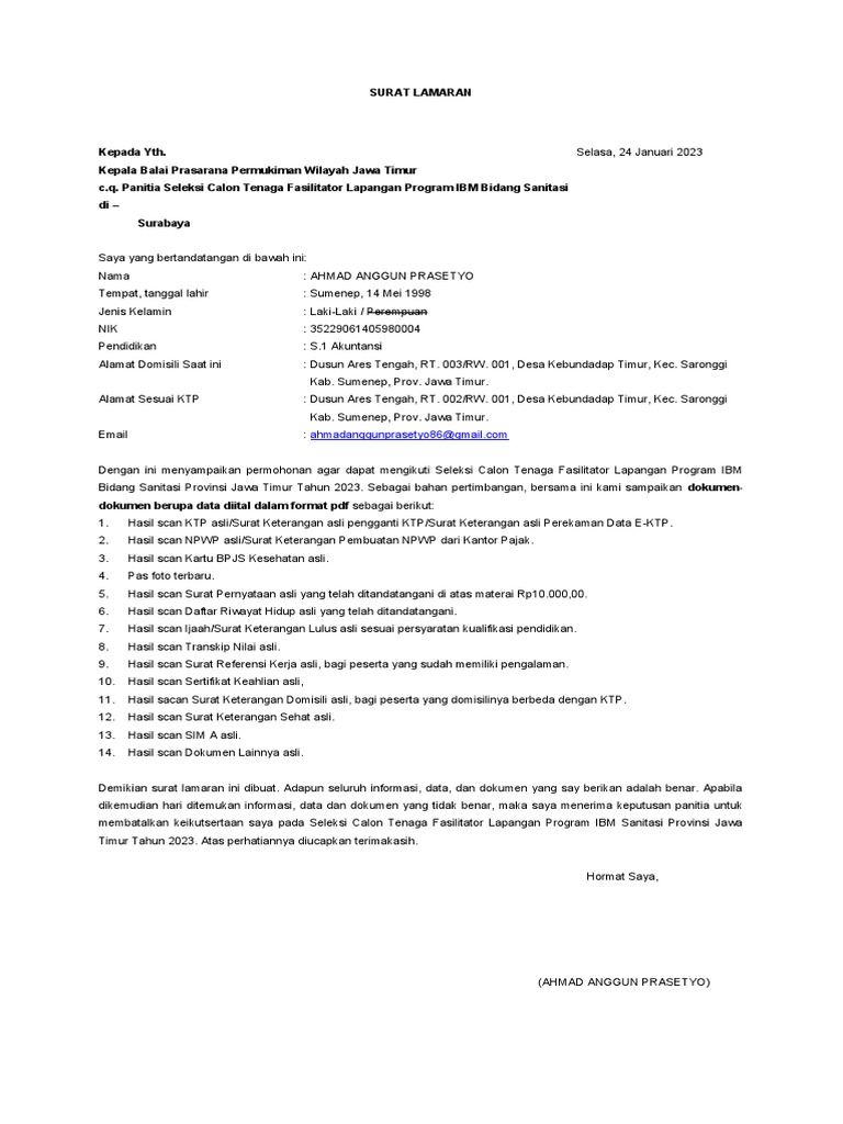 Surat Lamaran IBM | PDF