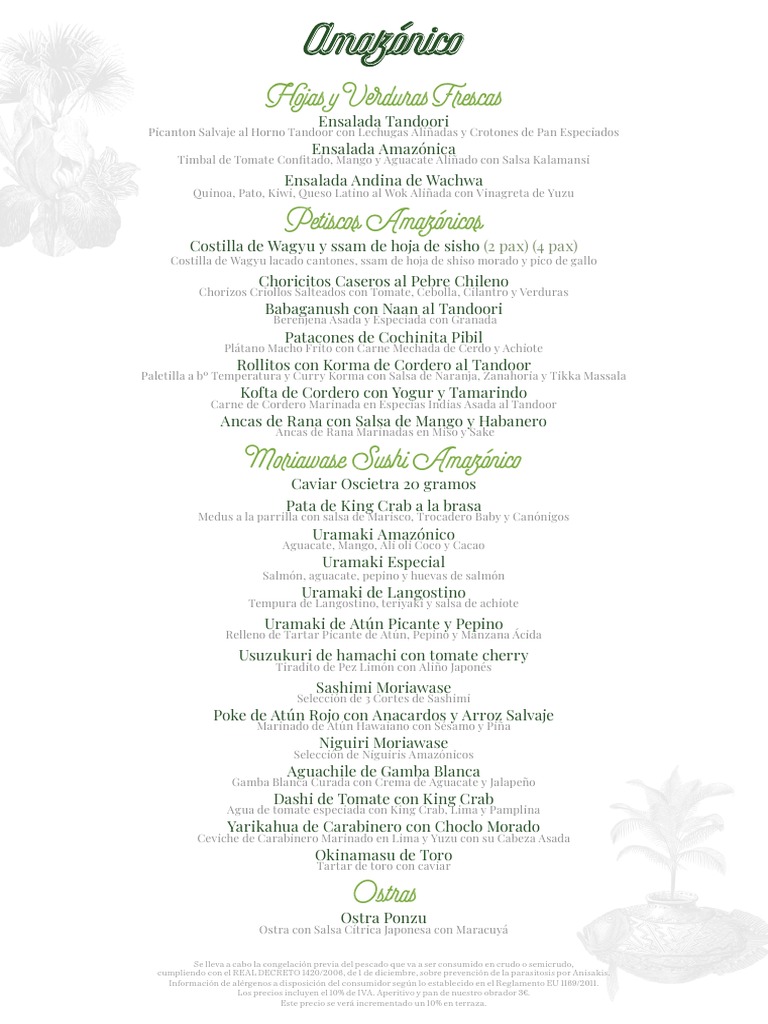 Carta - General - SP - Amazonico - ESP (1) Vgsysujsbb | PDF | Sushi ...
